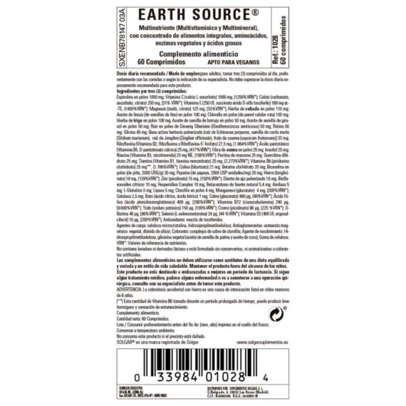 Earth Source - 60 Comprimidos | Cero Residuo - Tienda Online Zero Waste