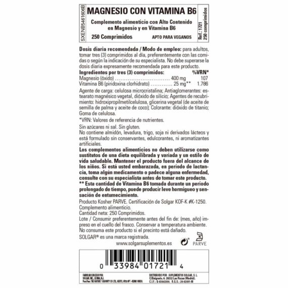 Magnesio + B6 - 250 Comprimidos | Cero Residuo - Tienda Online Zero Waste